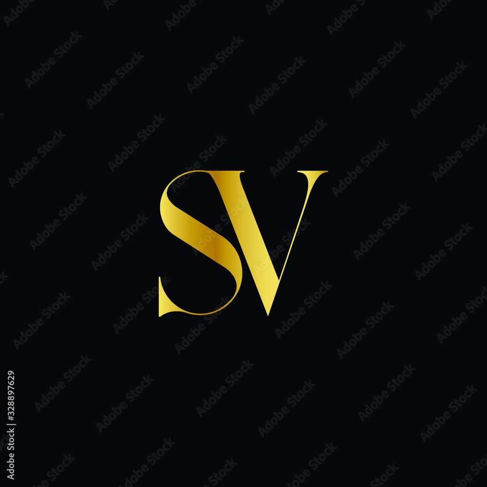 elegant initial letter sv with black background logo vector, Creative ...