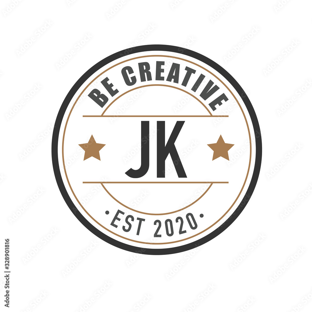 Initial Letter jk Elegance Logo Design Template. Vintage circle line ...