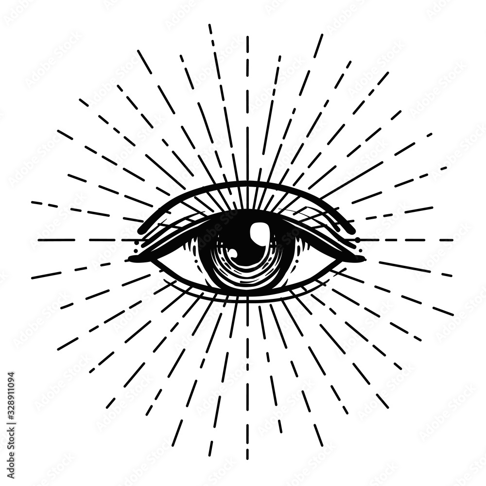 Blackwork tattoo flash. Eye of Providence. Masonic symbol. All seeing ...