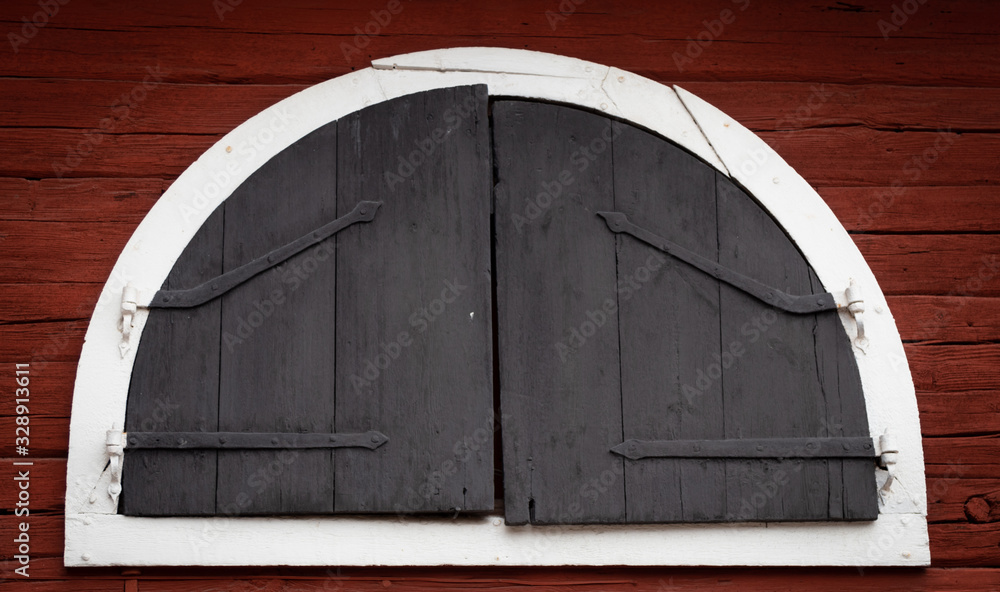 Traditional swedish barn window. Half circle form closed. Hand made ...