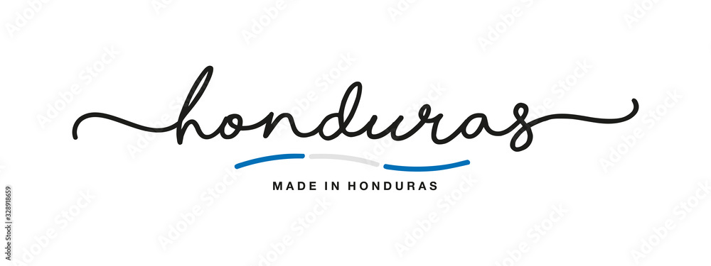 Made in Honduras handwritten calligraphic lettering logo sticker flag ...