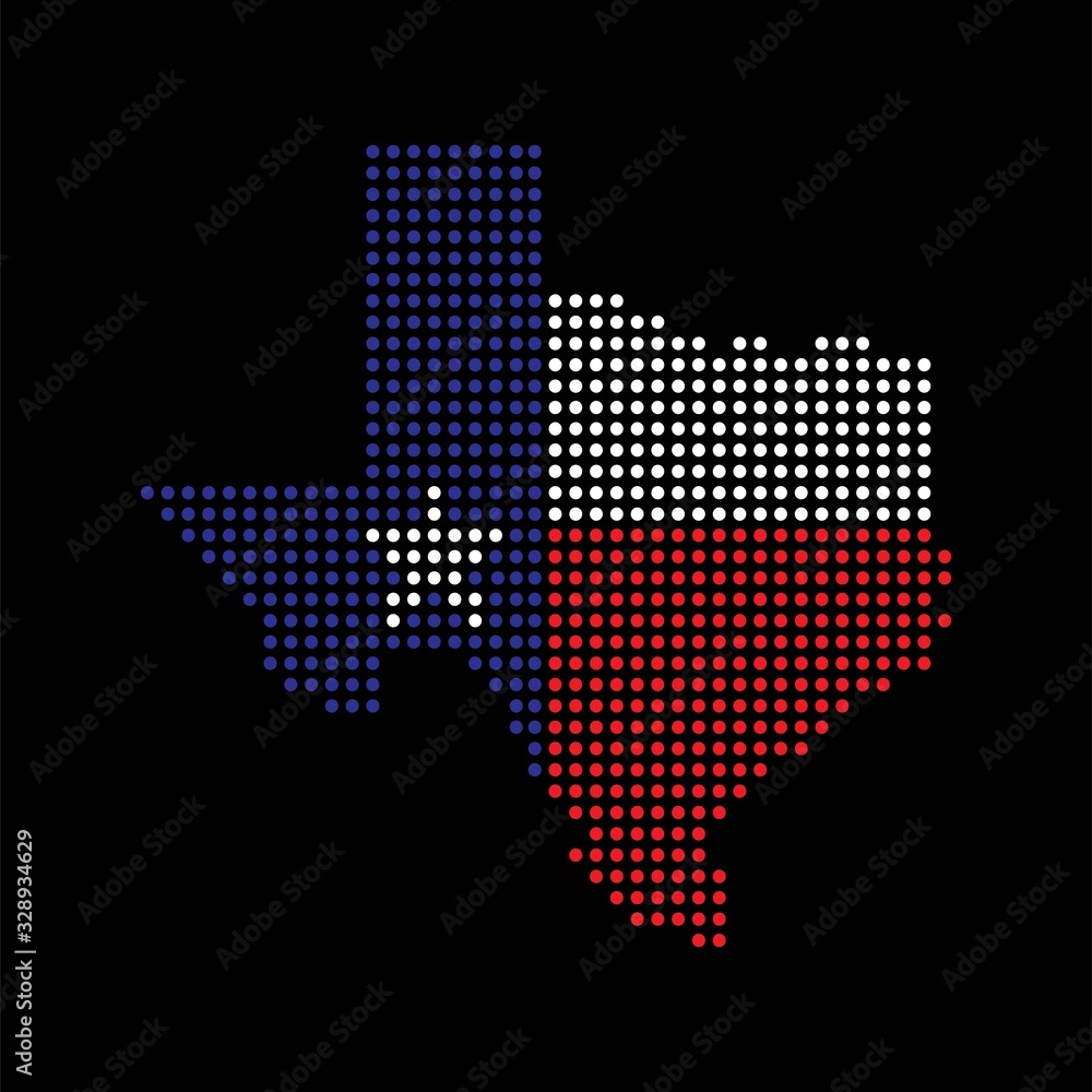 Texas dotted map design vector, Texas flag inside the map, Vector ...
