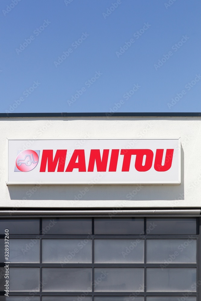 Saint Priest, France - June 18, 2017: Manitou logo on a wall. Manitou ...