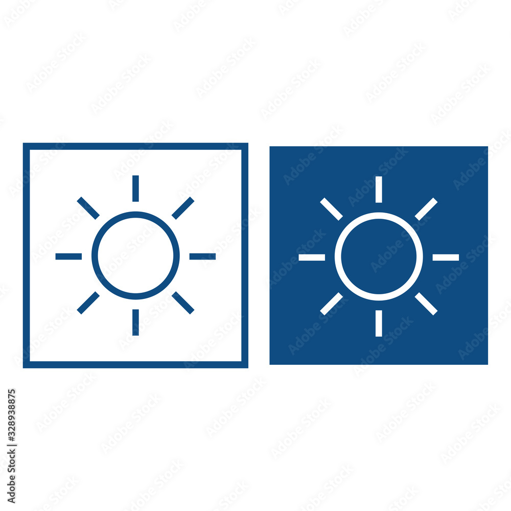 Symbol of warm temperature and sun. The object is located in a square ...