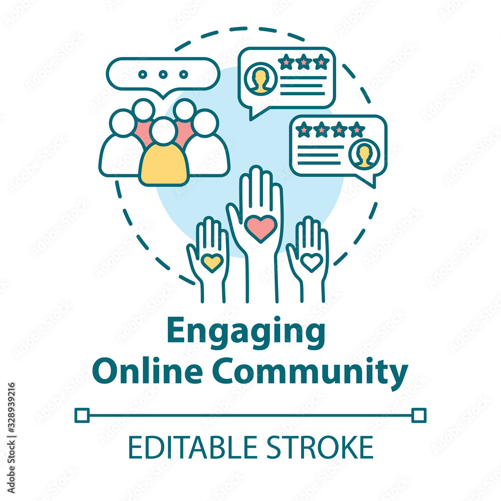 Engaging online community concept icon. Communication with audience ...