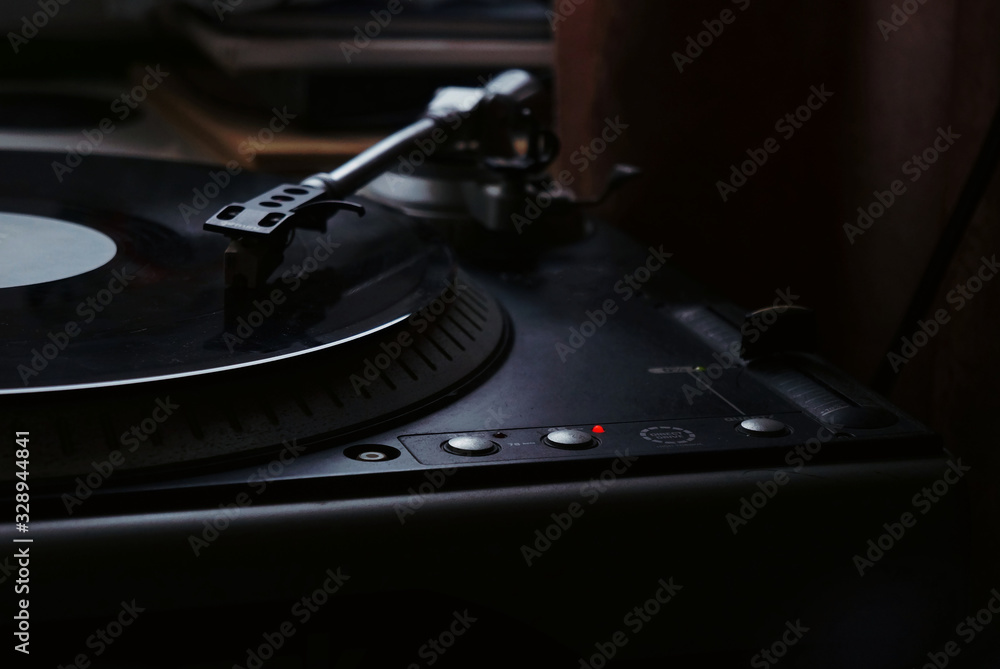 vinyl record player with record and needle, hip hop and DJ classic, for ...