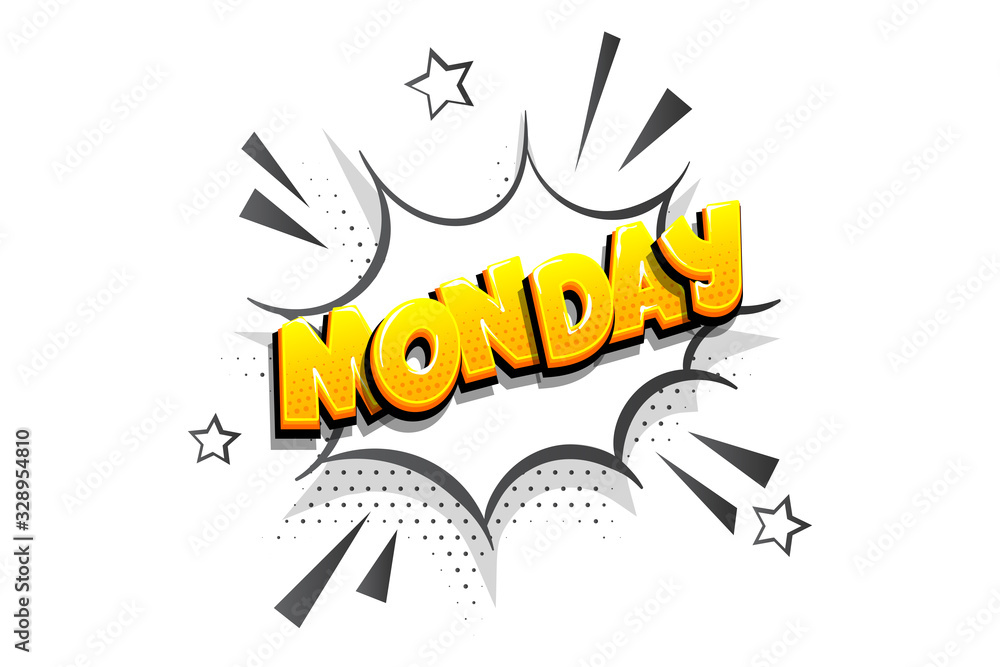 Monday comic text speech bubble pop art Stock Vector | Adobe Stock