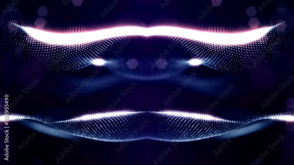 looped blue animated abstract sci-fi background with wavy glow ...