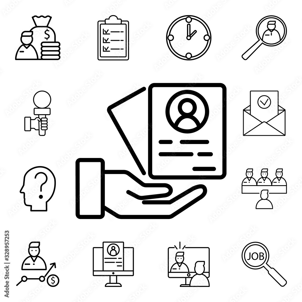 Cv icon. Detailed set of interview icons. Premium quality graphic ...