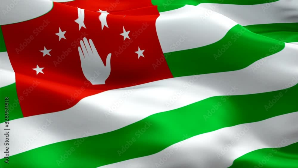 Abkhazian flag Closeup 1080p Full HD 1920X1080 footage video waving in ...