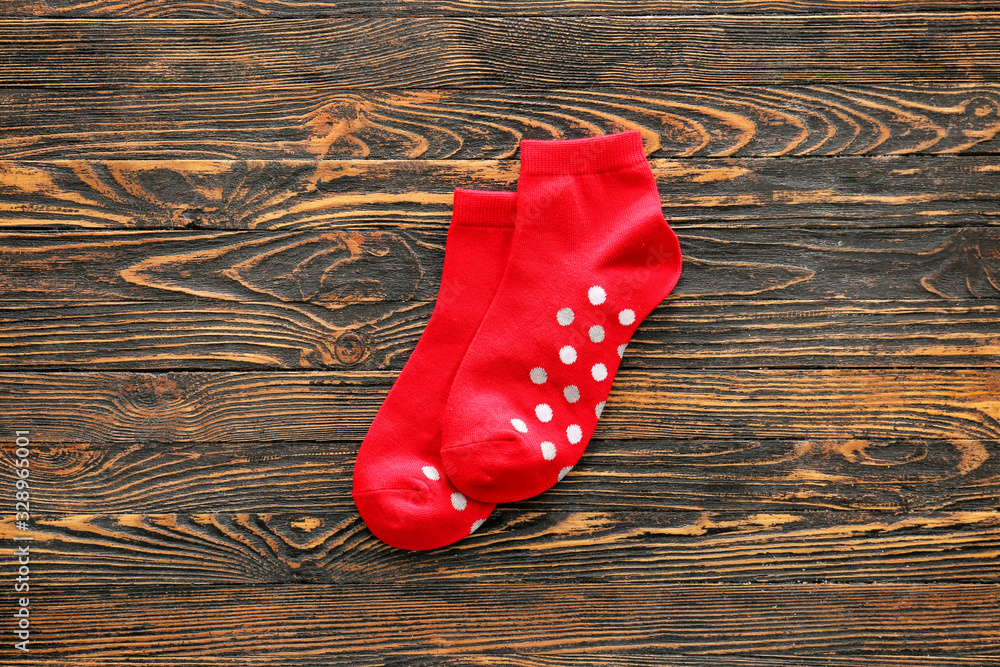 Cotton socks on wooden background Stock Photo | Adobe Stock