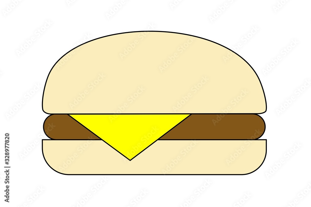 cheeseburger cartoon isolated on white background. One layers of ...