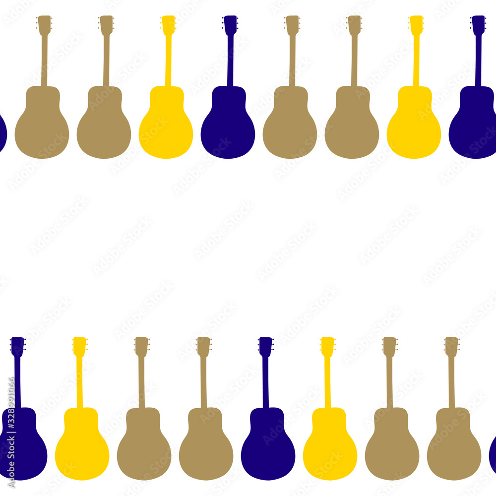 Guitar seamless border. Stringed musical instrument. Vector ...