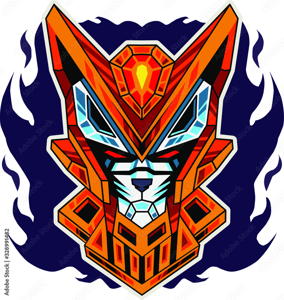 Robot cat head mascot logo Stock Vector | Adobe Stock