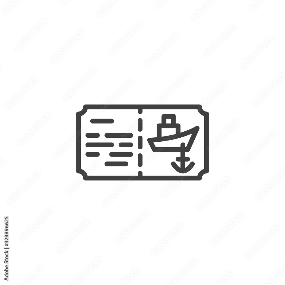 Ship ticket line icon. linear style sign for mobile concept and web ...