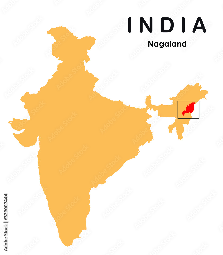 Nagaland in India map. Nagaland map vector illustration Stock Vector ...