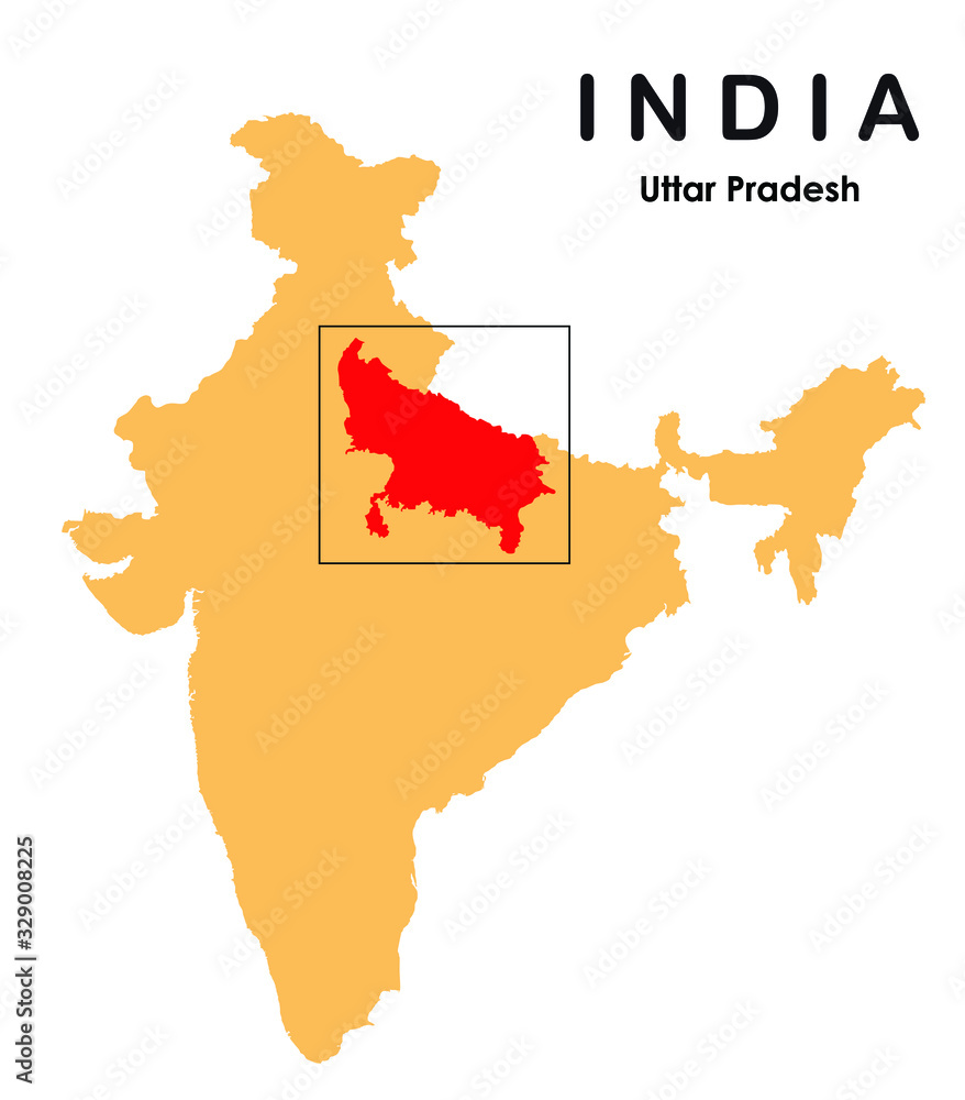 Uttar Pradesh in India map vector illustration Stock Vector | Adobe Stock