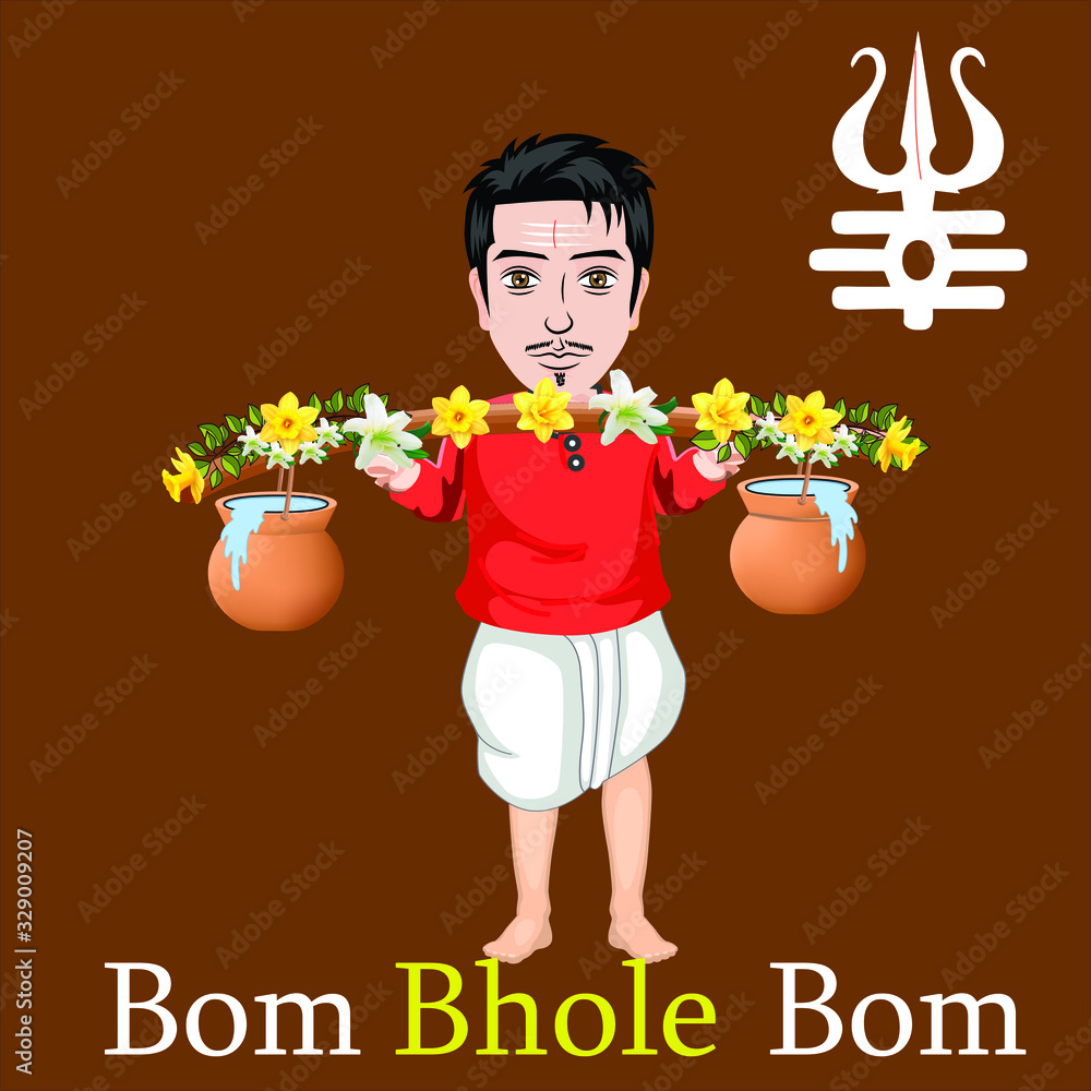 vector illustration of lord Shiva devotee Stock Vector | Adobe Stock