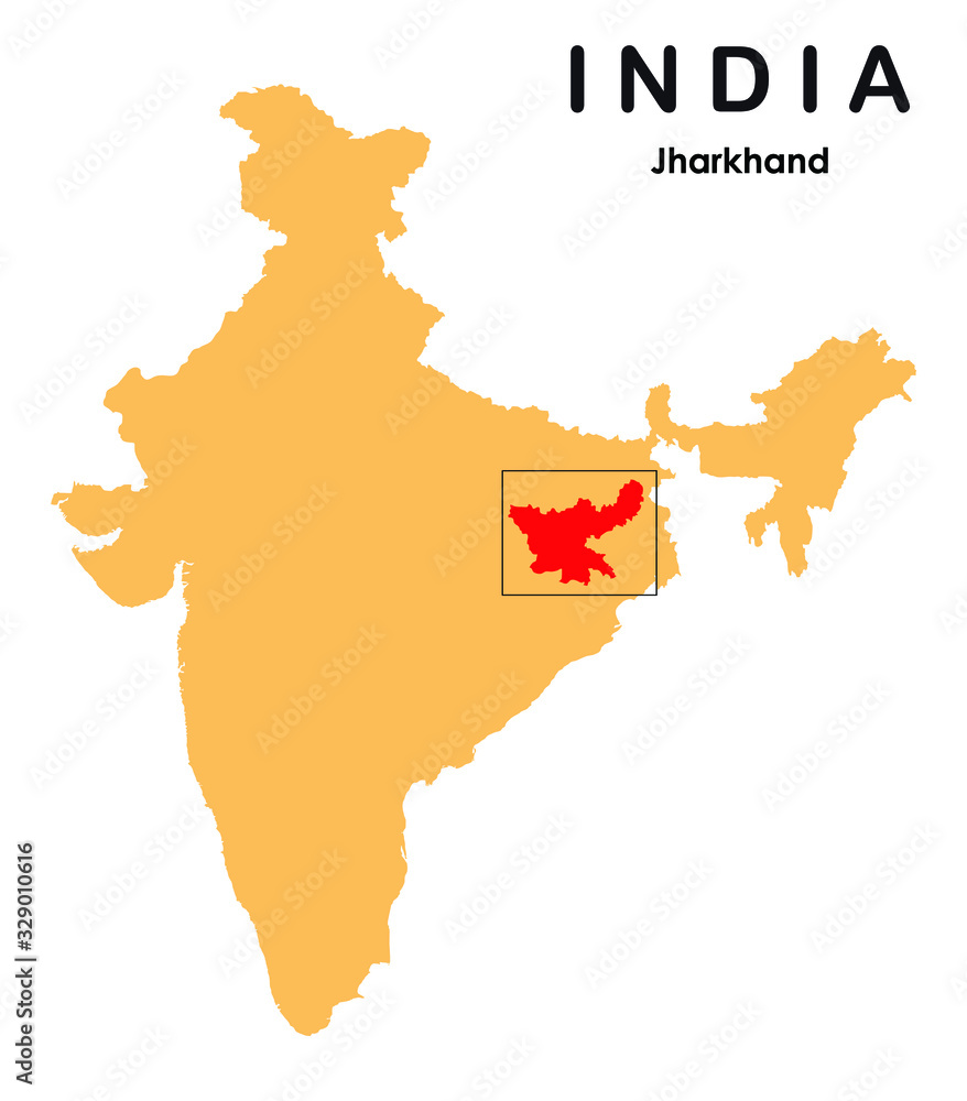 Jharkhand in India map. Jharkhand map vector illustration. Stock Vector ...