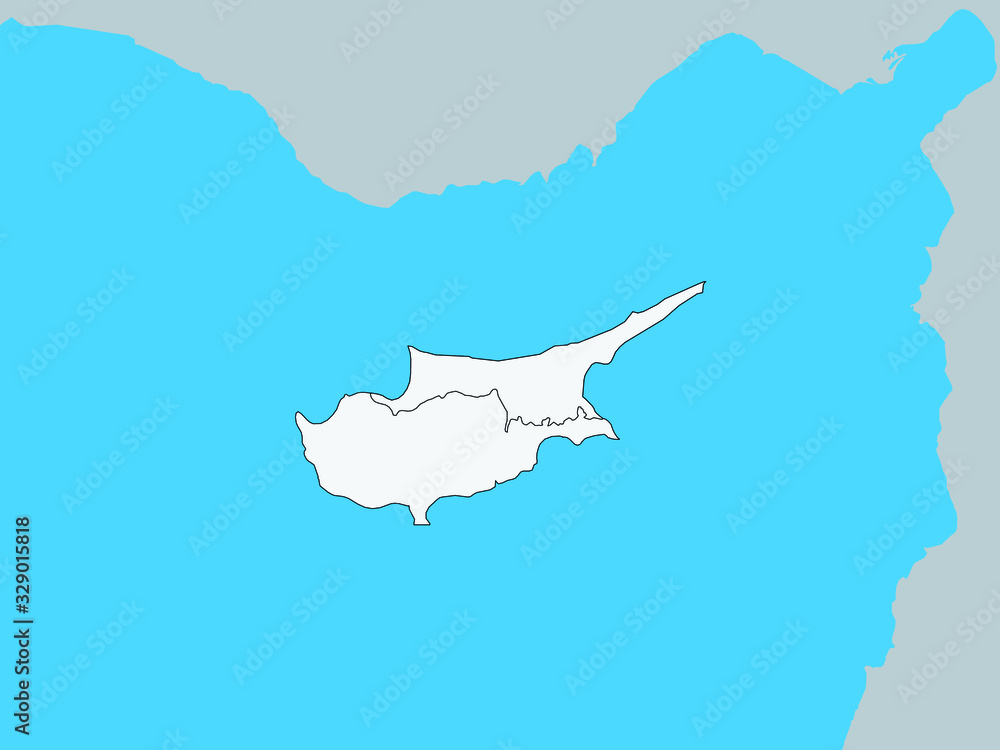 Vector Illustration of the White Map of Turkish and Greek Cyprus with ...