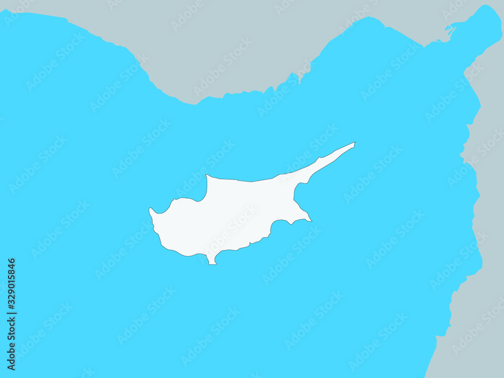 Vector Illustration of the White Map of Cyprus with Surrounding Terrain ...