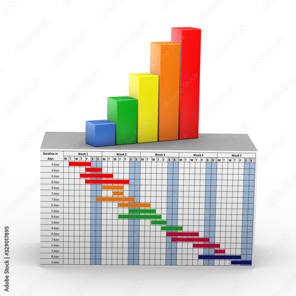 3d progress bar on gantt chart desk Stock Illustration | Adobe Stock 3d progress bar on gantt chart desk Stock Illustration | Adobe Stock