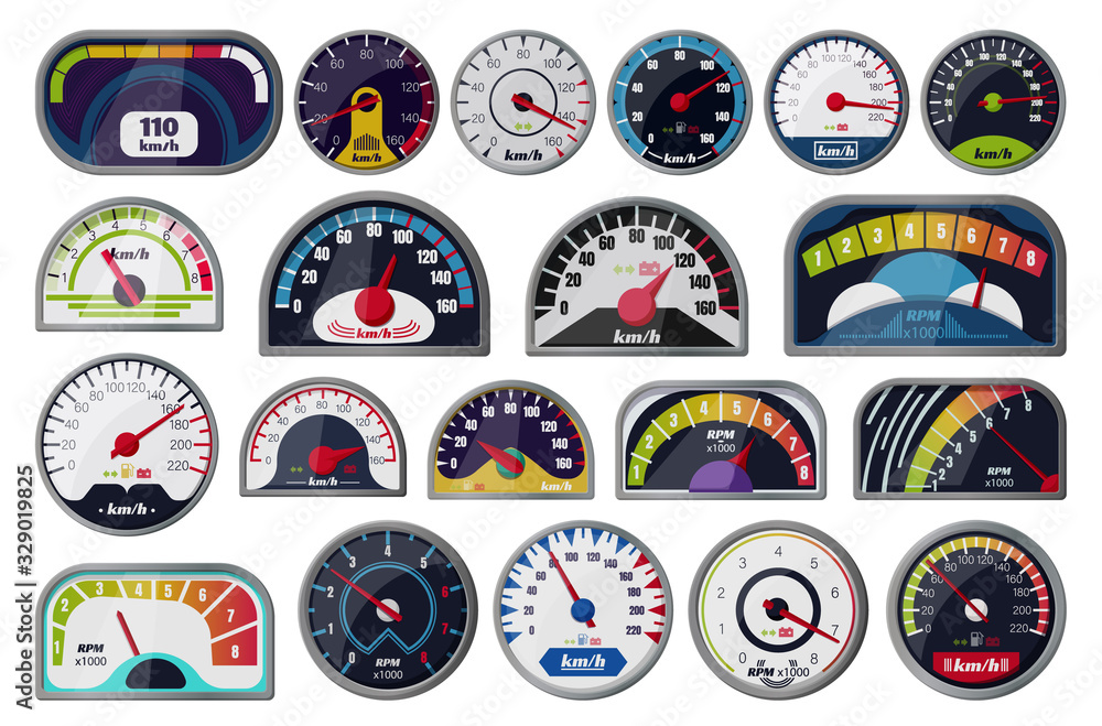 Speedometer vector cartoon set icon. Vector illustration speed of car ...