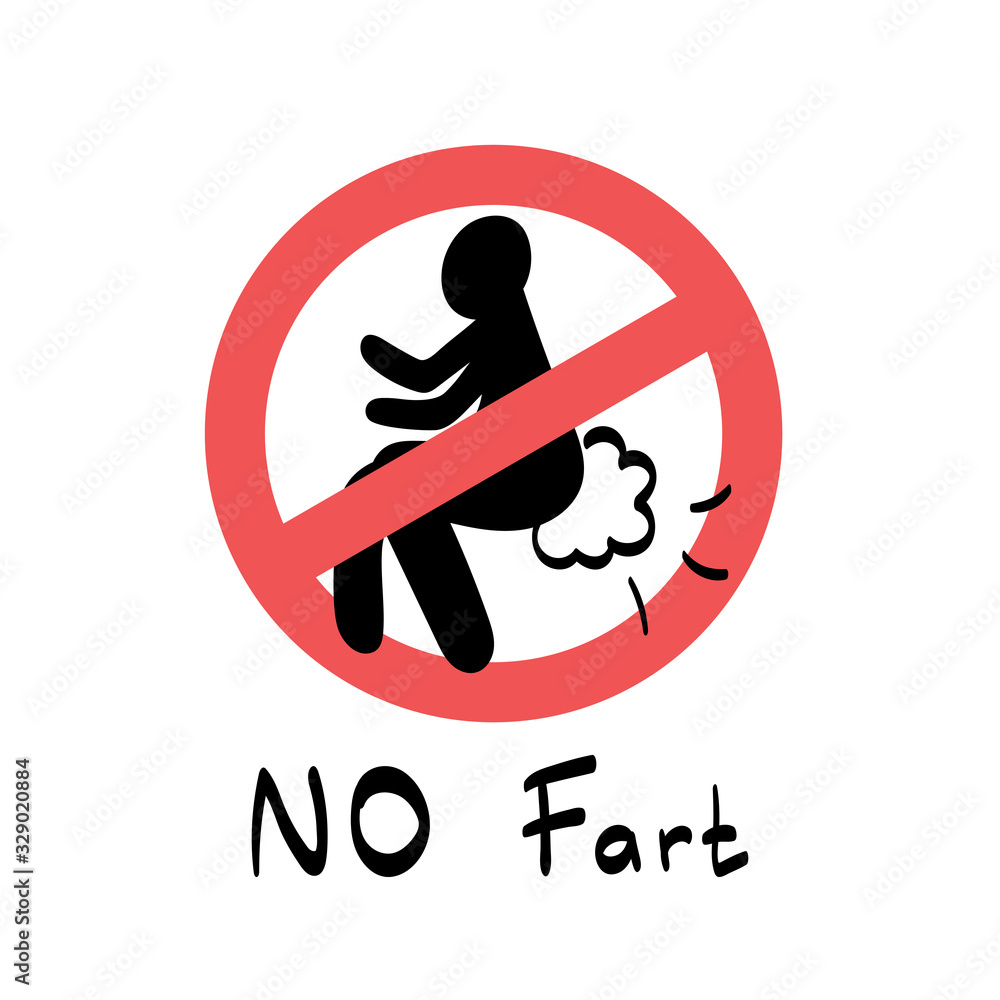 No Fart Sign vector illustration isolated on white background. Symbol ...