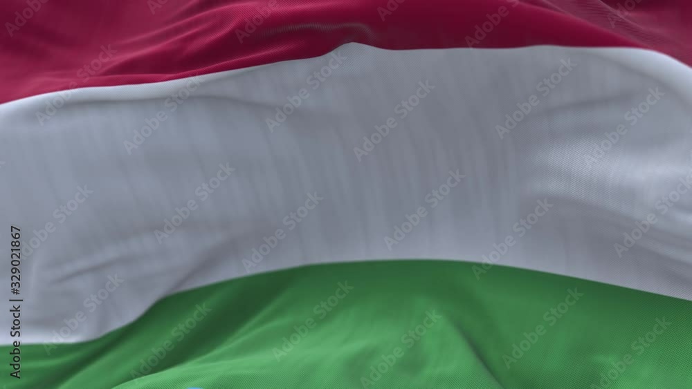 4k Hungary National flag slow loop seamless waving with visible ...