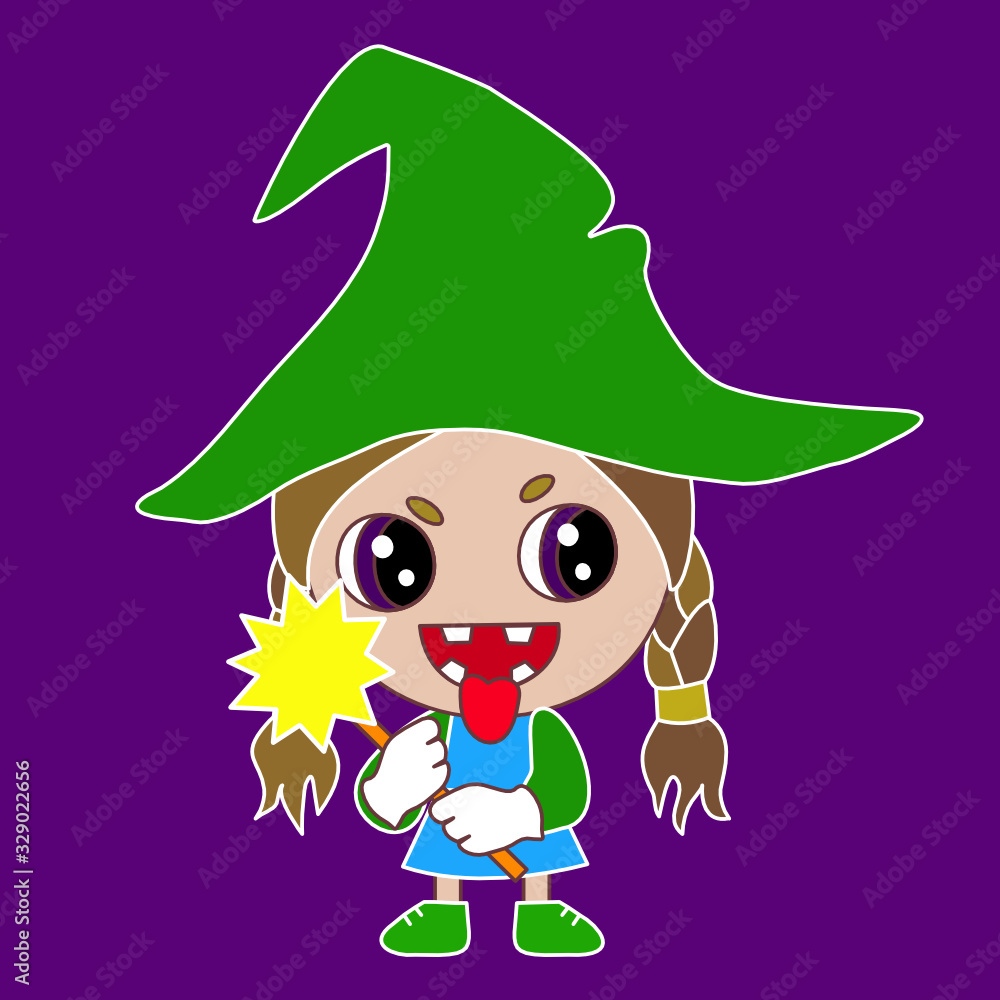 emoji with evil witch holding a magic wand wearing an old mage's pointy ...