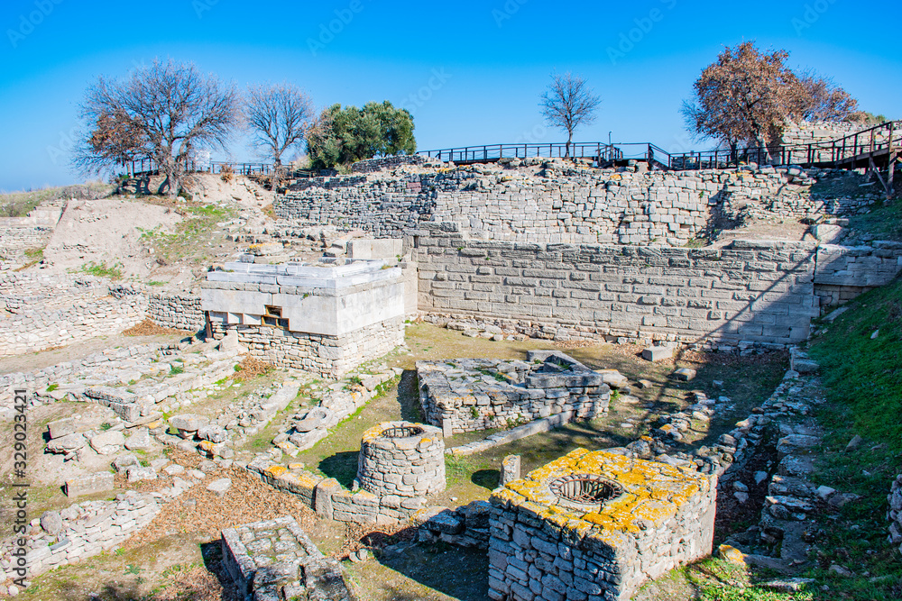Temple area of Troy Ancient City. The Ancient City of Troy is one of ...