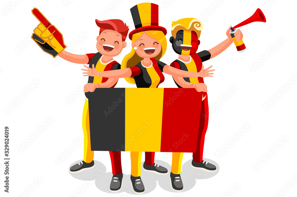 Belgium flag Belgian people Crowd of persons celebrate national ...
