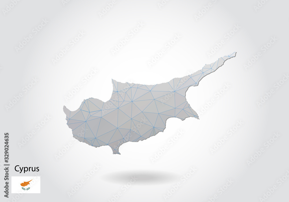 Vector map of cyprus with trendy triangles design in polygonal style on ...