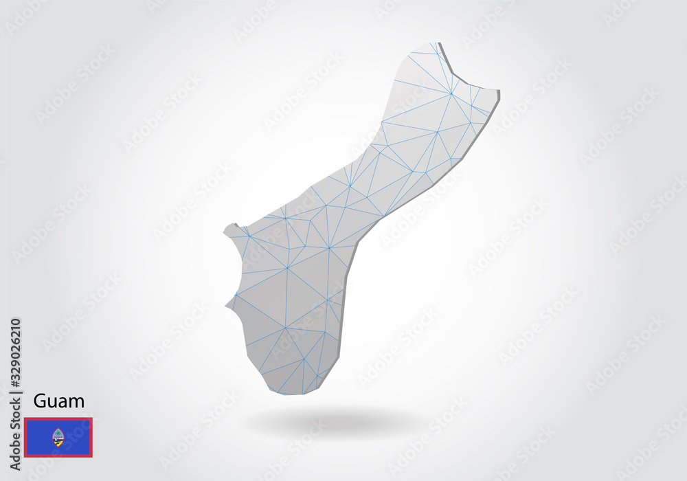 Vector map of guam with trendy triangles design in polygonal style on ...
