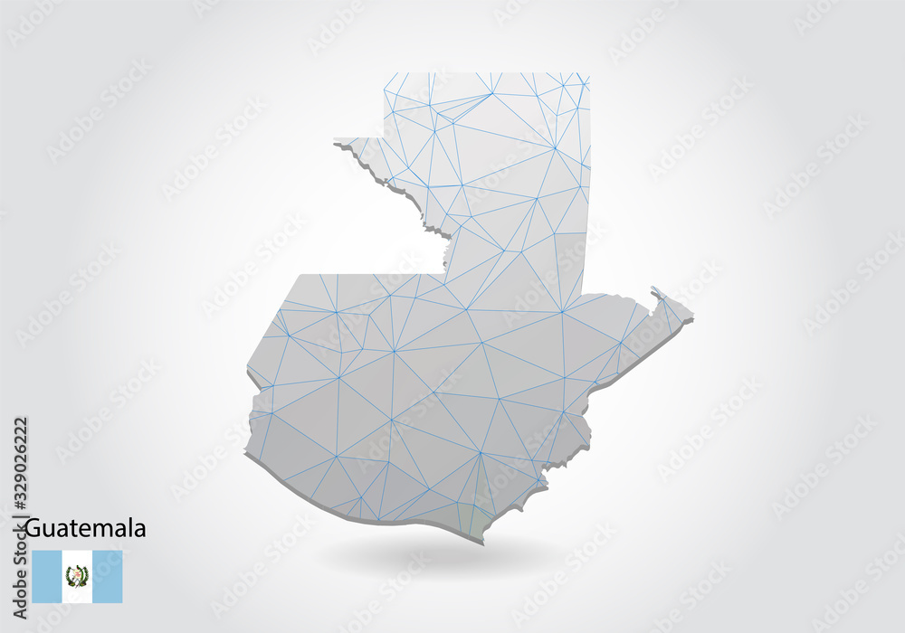 Vector map of guatemala with trendy triangles design in polygonal style ...