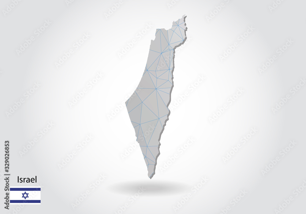 Vector map of israel with trendy triangles design in polygonal style on ...