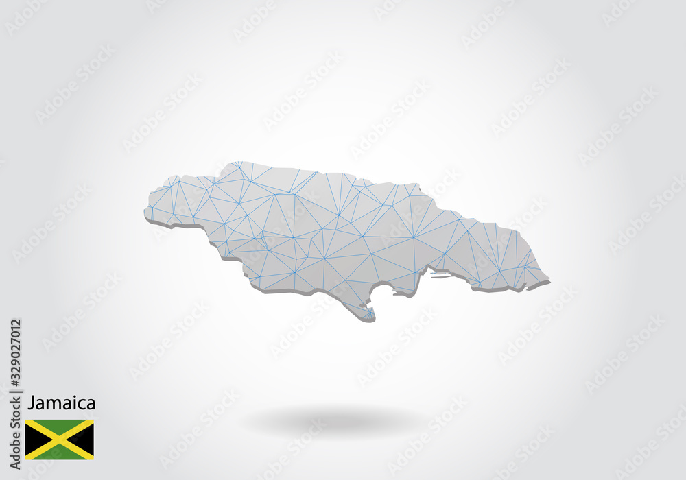 Vector map of Jamaica with trendy triangles design in polygonal style ...