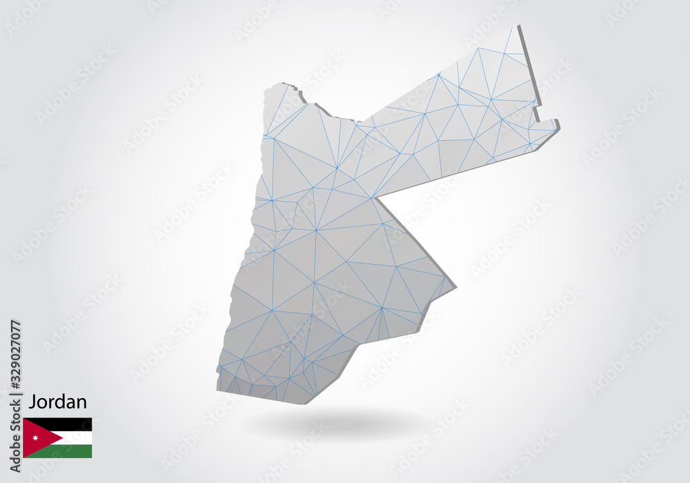 Vector map of Jordan with trendy triangles design in polygonal style on ...