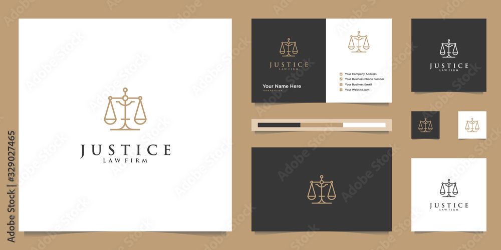 Minimalist Justice logo design with business card template Stock ベクター ...