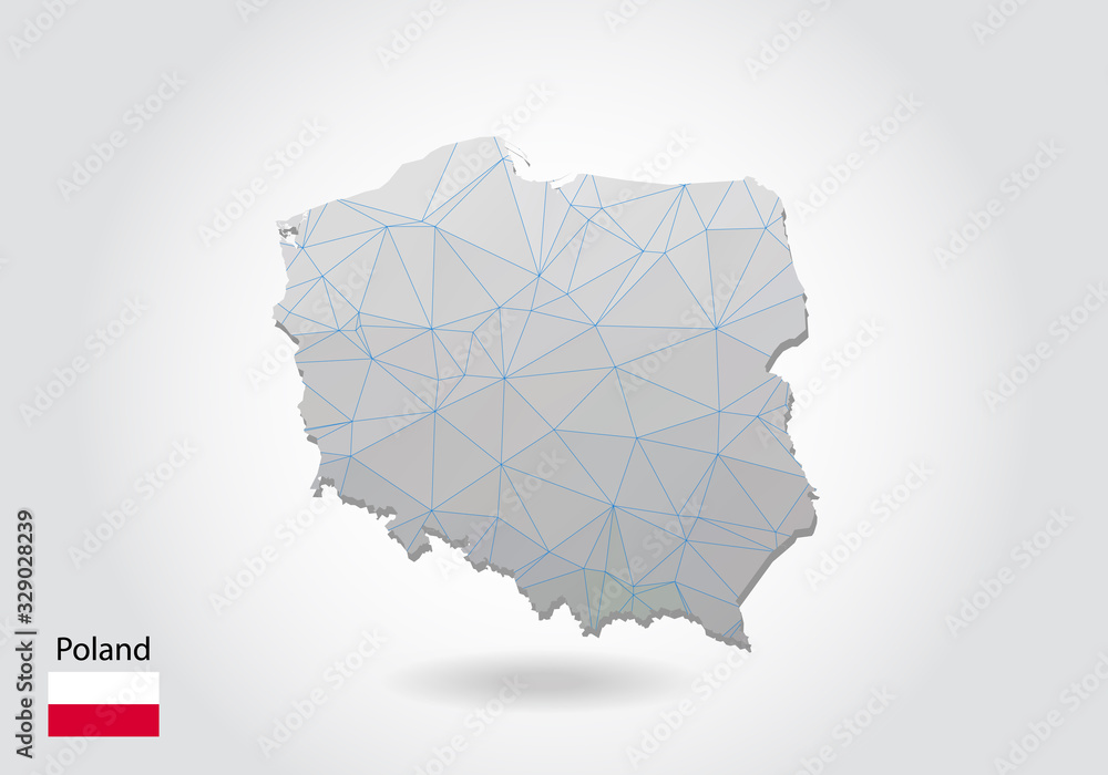 Vector polygonal Poland map. Low poly design. map made of triangles on ...