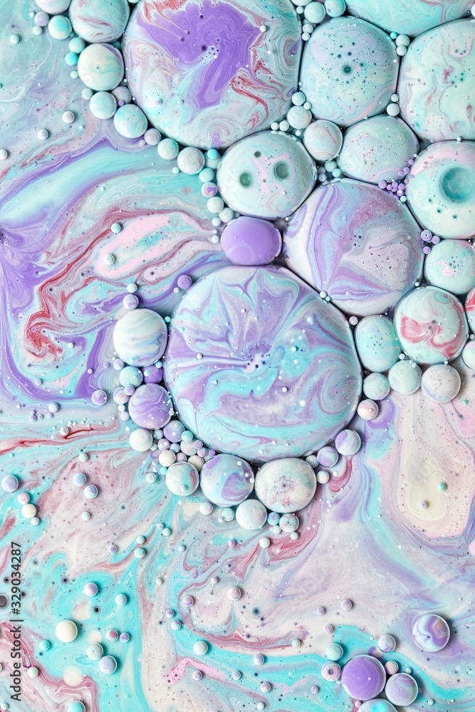 Colourful acrylic bubbles.Abstract ink design template mixed texture ...