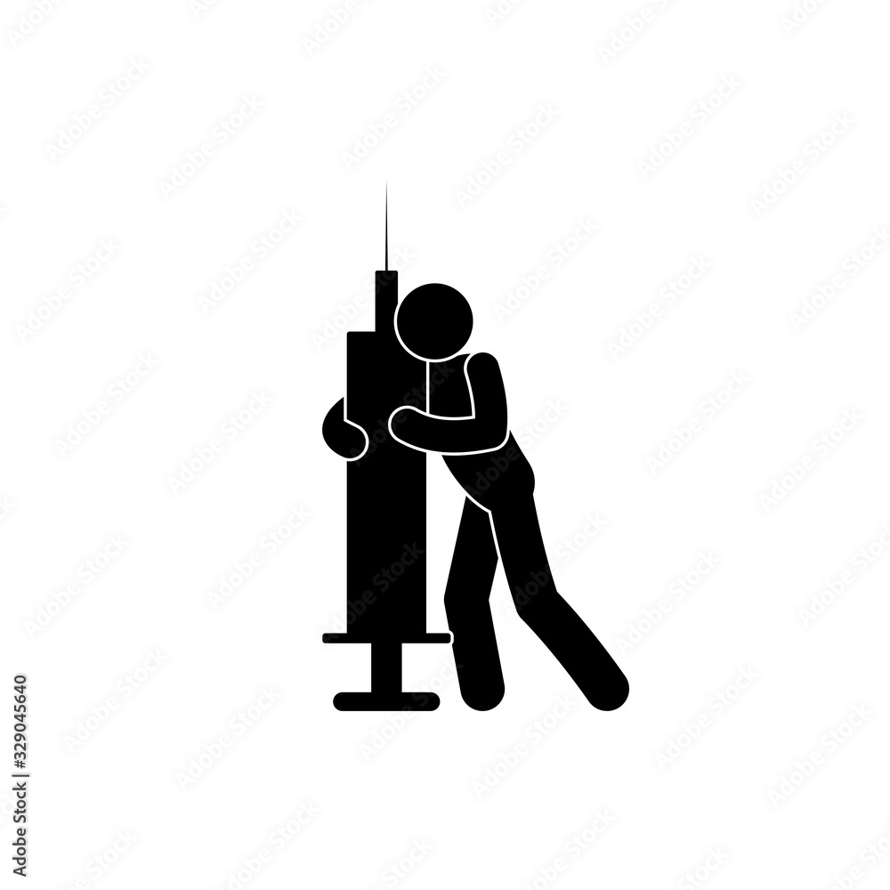 addict holding a syringe, illustration of heroin addiction, stick ...
