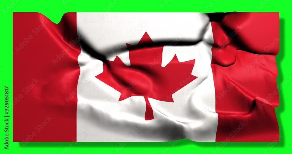 Green screen hiper realistic loop of Canada flag waving in the wind ...