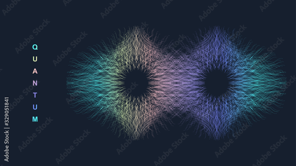Quantum computer technology concept. Sphere explosion background. Deep ...
