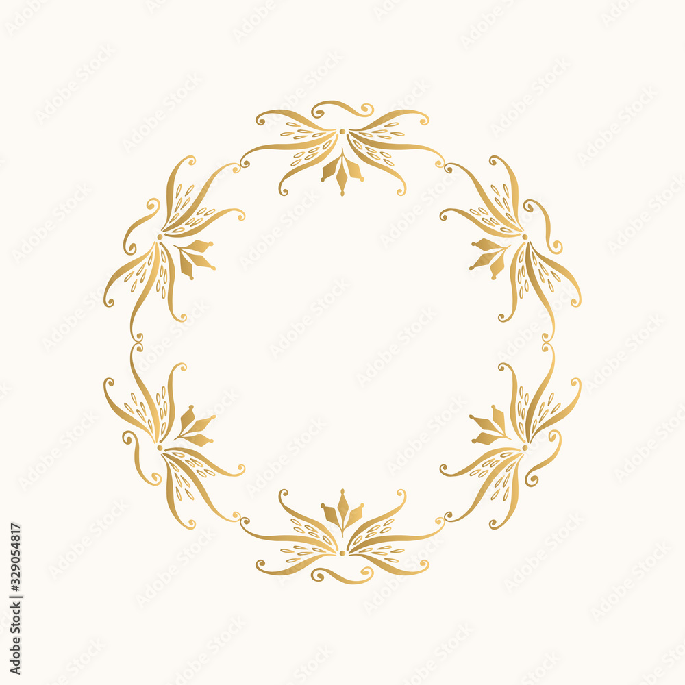 Golden calligraphic frame with ornate design elements. Vector gold ...