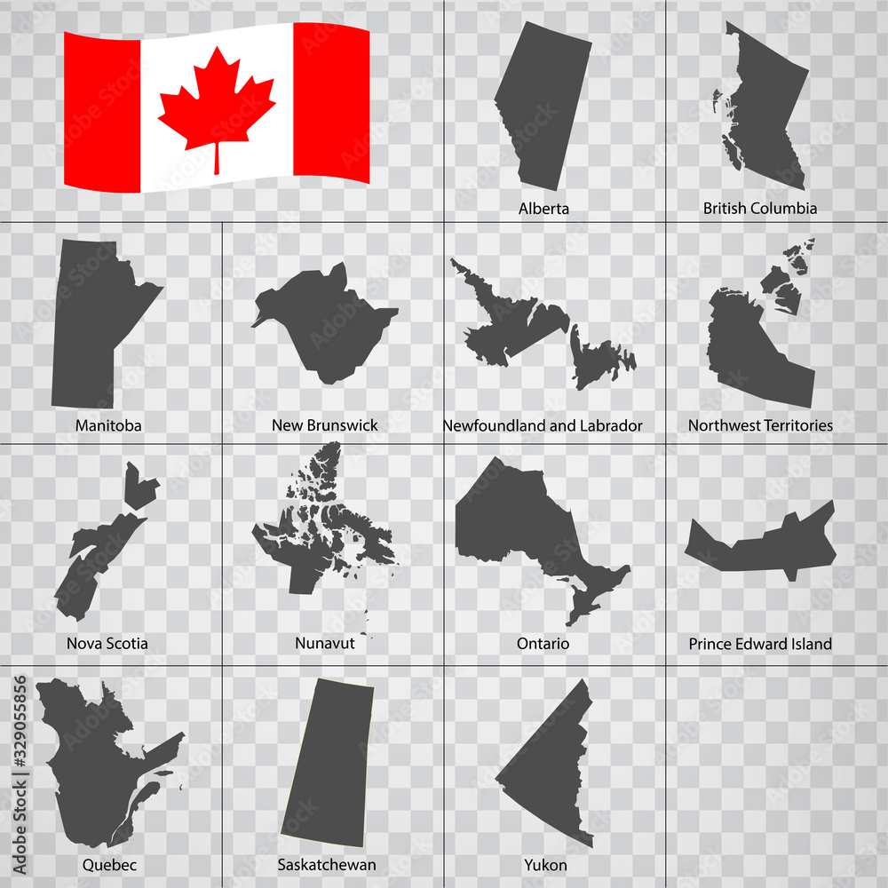 Thirteen Maps Provinces of Canada - alphabetical order with name. Every ...