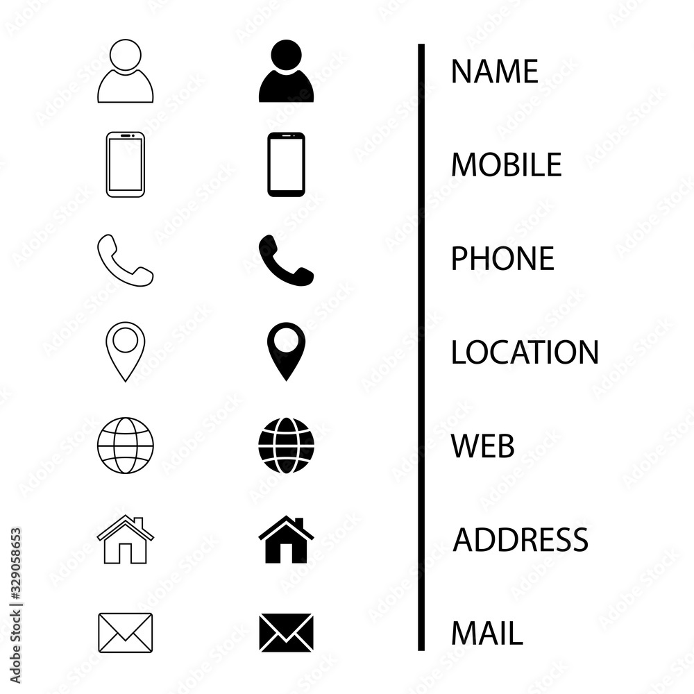Contact us signs. Location and contact icons. Simple symbols. Vector ...