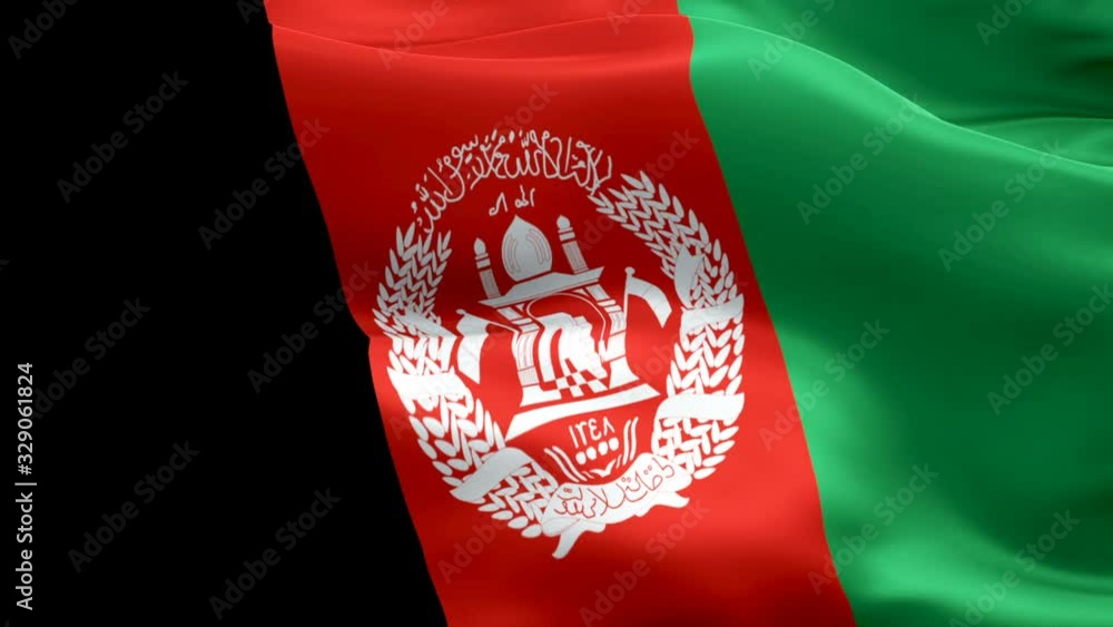 Afghan flag Closeup 1080p Full HD 1920X1080 footage video waving in ...