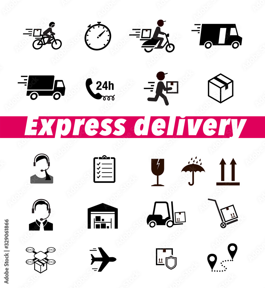 Set of express delivery icons. Vector elements. Can use for your design ...