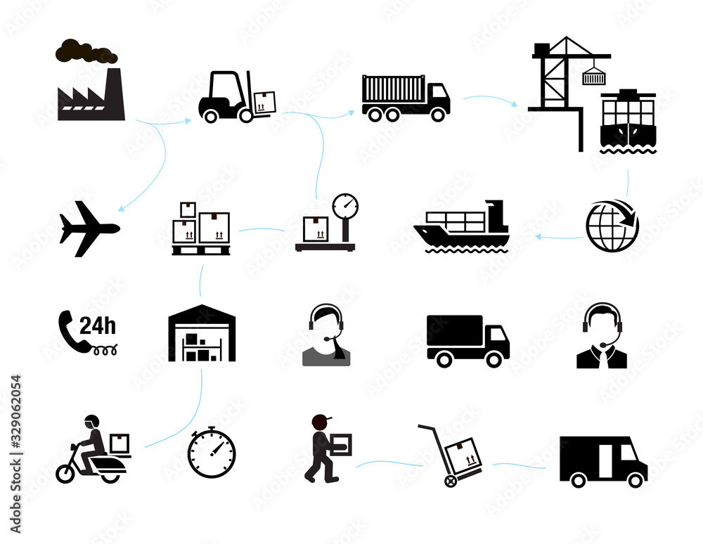 Set of global delivery icons. Vector elements. Can use for your design ...